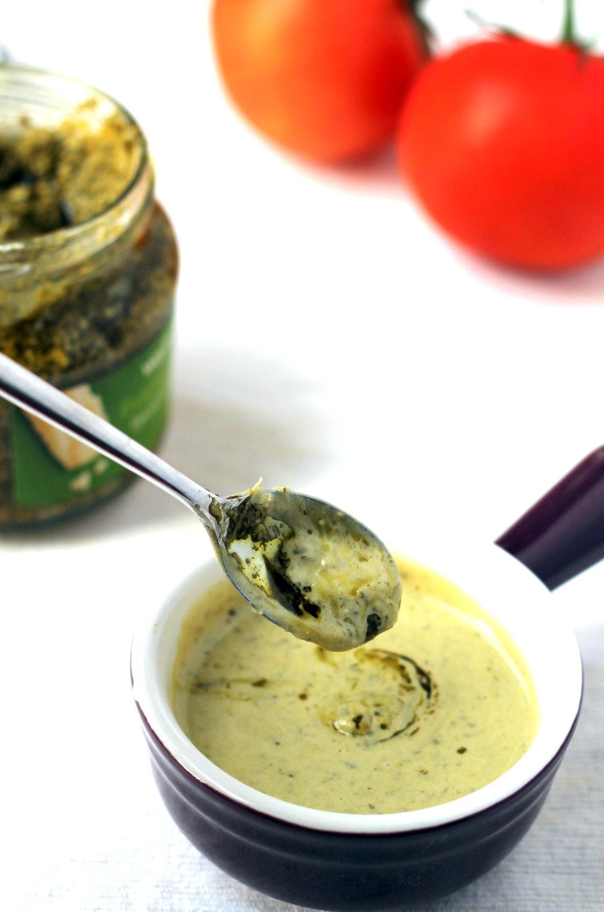 Simple Creamy Pesto Salad Dressing | Happy Veggie Kitchen