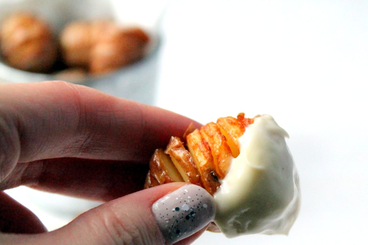 Mini Hasselback Fries - Happy Veggie Kitchen