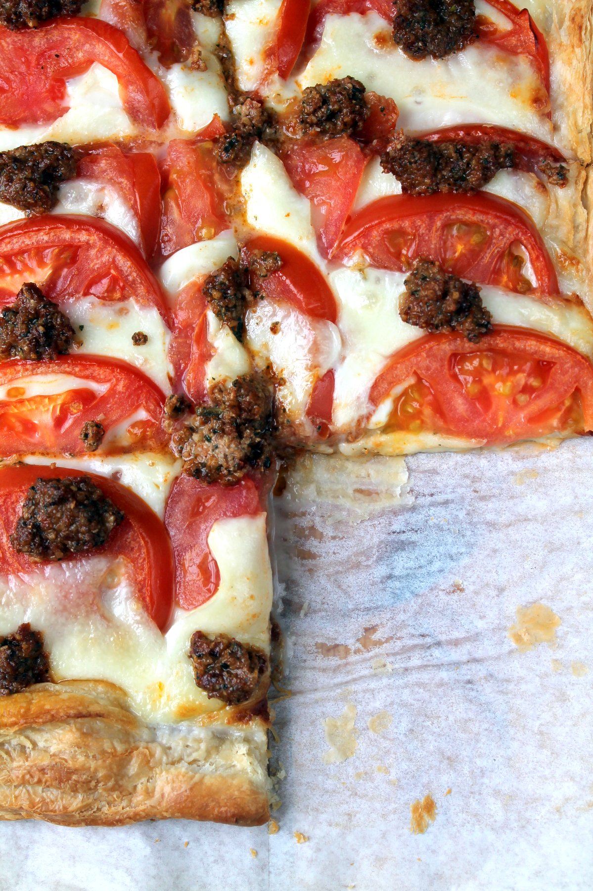 Caprese Tart with Mint Pesto - Happy Veggie Kitchen