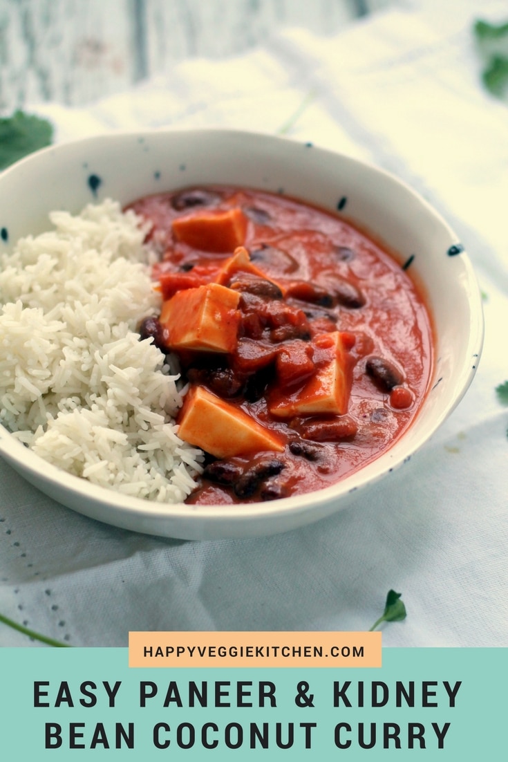 Easy Paneer & Kidney Bean Coconut Curry - Happy Veggie Kitchen