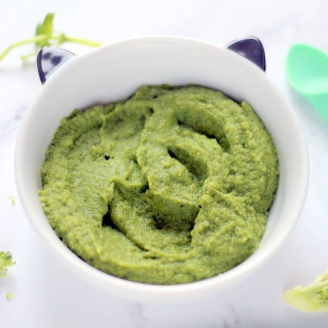 Broccoli, Avocado & Basil Puree {Iron Rich Baby Food} - Happy Veggie ...
