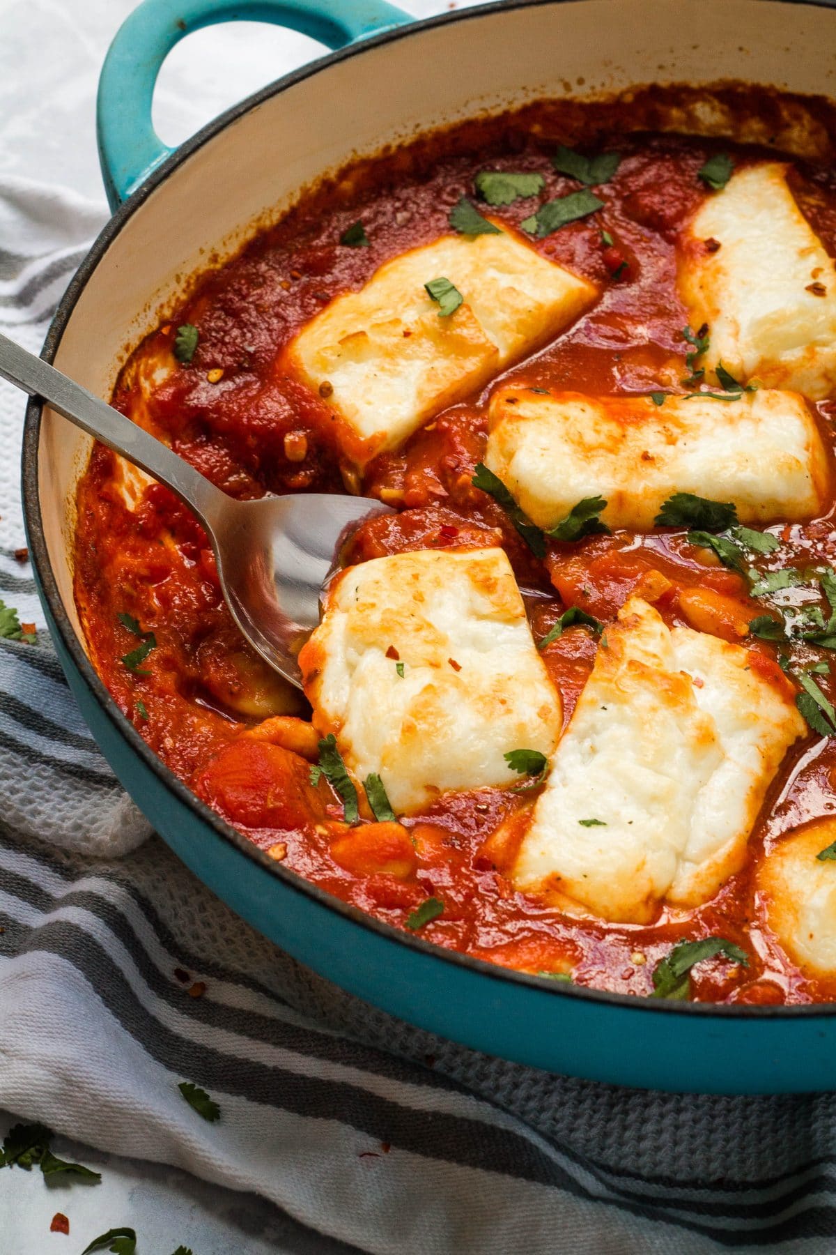 Smoky Tomato & Halloumi Bake - Happy Veggie Kitchen
