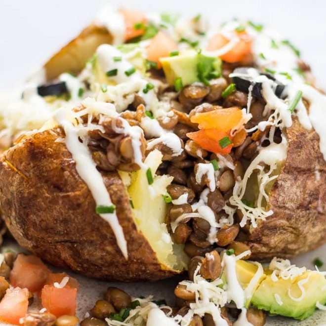 Vegetarian Taco Baked Potato - Happy Veggie Kitchen