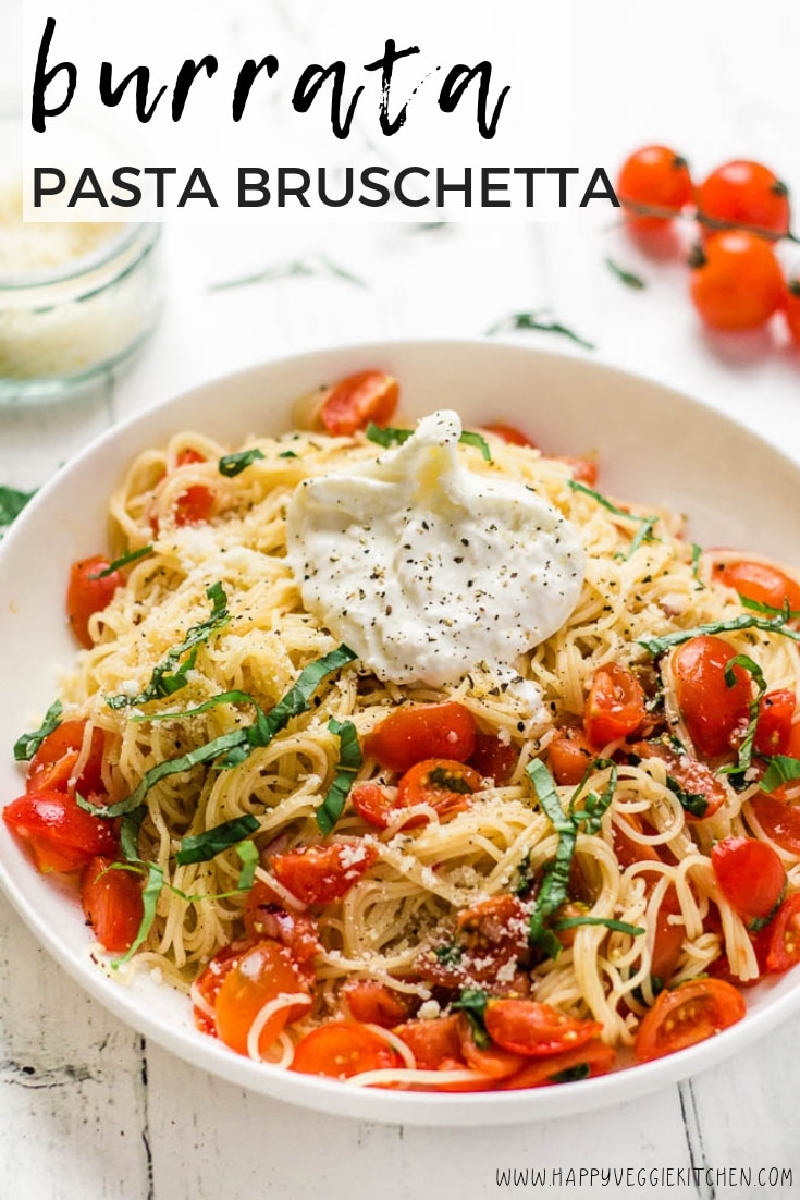 Easy Cherry Tomato Burrata Pasta - Happy Veggie Kitchen