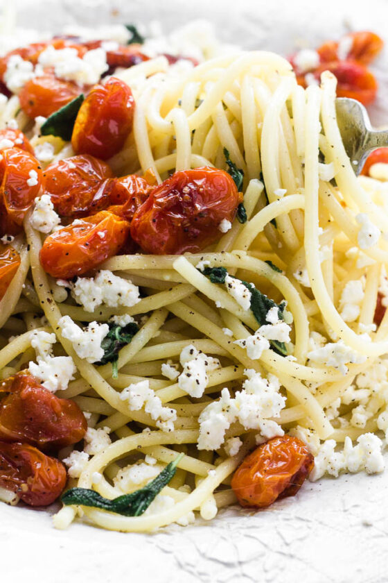 Sage Pasta with Roasted Tomatoes - Happy Veggie Kitchen