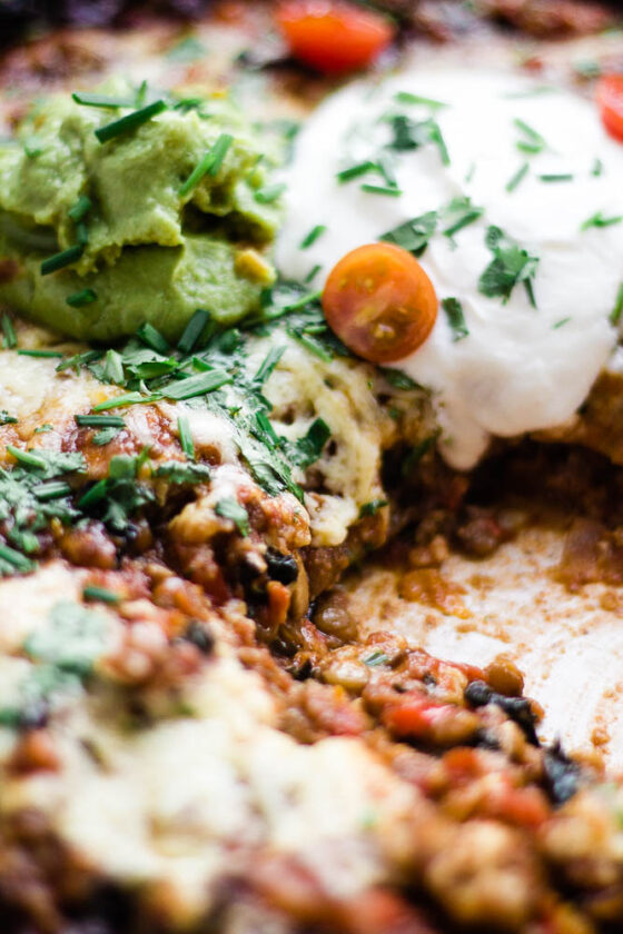 Smoky & Cheesy Vegetable Lentil Bake - Happy Veggie Kitchen