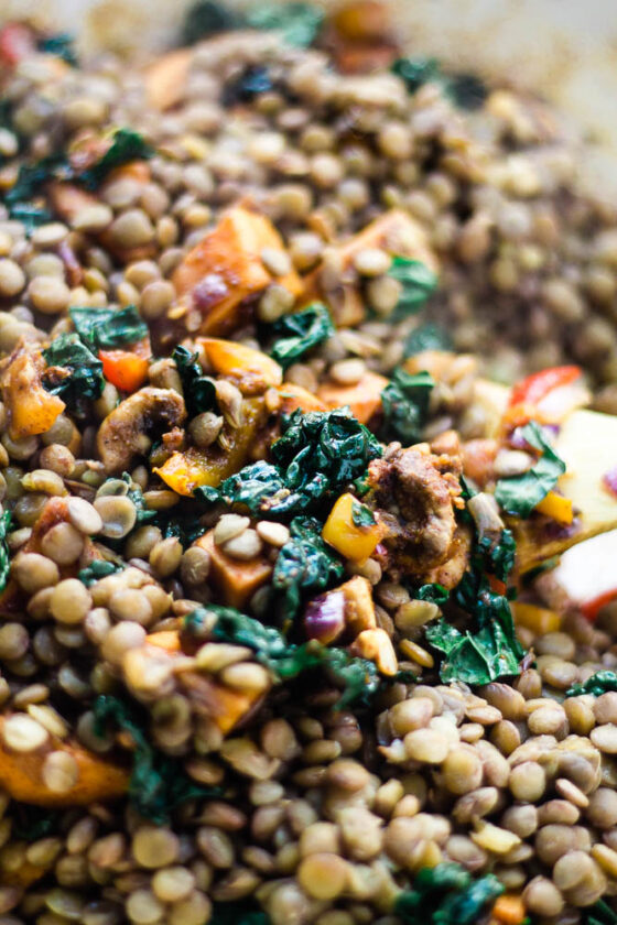 Smoky & Cheesy Vegetable Lentil Bake - Happy Veggie Kitchen