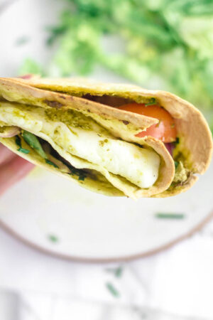 Air Fryer Wraps with Mozzarella & Pesto (Tik Tok Style) - Happy Veggie Kitchen