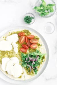 Air Fryer Wraps with Mozzarella & Pesto (Tik Tok Style) - Happy Veggie Kitchen