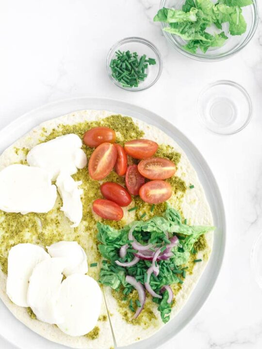 Mushroom Wraps with Spinach, Feta & Pesto - Happy Veggie Kitchen