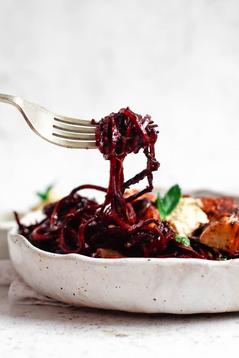 Halloumi & Beetroot Noodle Salad - Happy Veggie Kitchen
