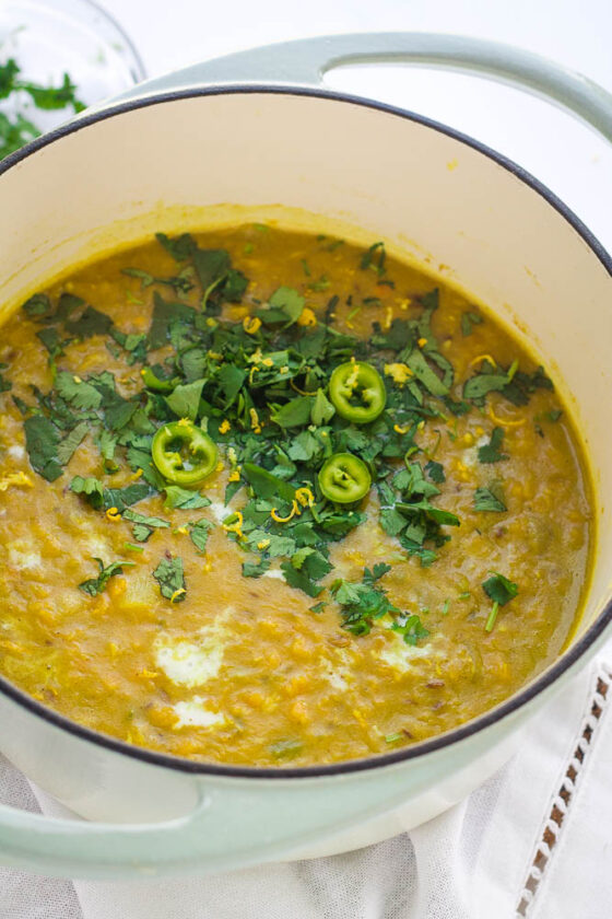 Lemon & Coconut Red Lentil Dal - Happy Veggie Kitchen