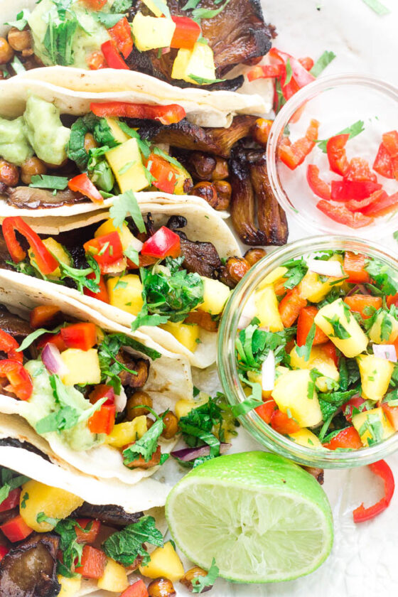 Oyster Mushroom & Chickpea Tacos - Happy Veggie Kitchen