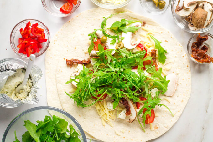 Toasted Wraps with Boursin & Veggies - Happy Veggie Kitchen