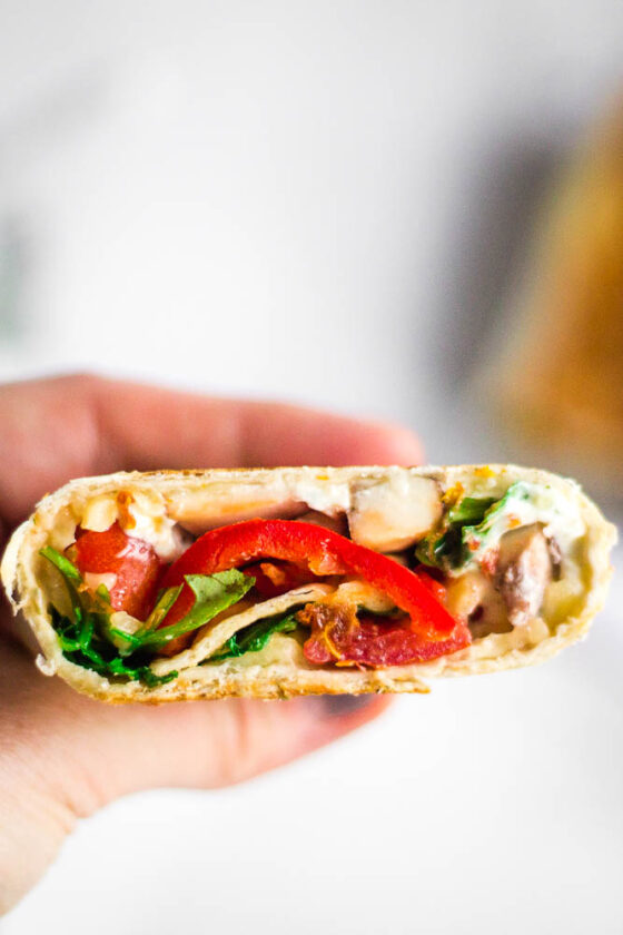 Toasted Wraps with Boursin & Veggies - Happy Veggie Kitchen