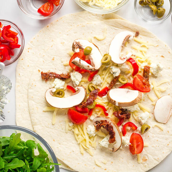 Toasted Wraps with Boursin & Veggies - Happy Veggie Kitchen