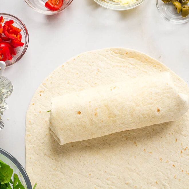 Toasted Wraps with Boursin & Veggies - Happy Veggie Kitchen