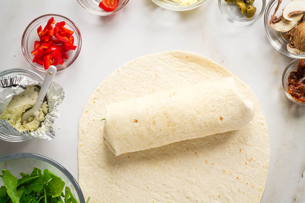 Toasted Wraps with Boursin & Veggies - Happy Veggie Kitchen