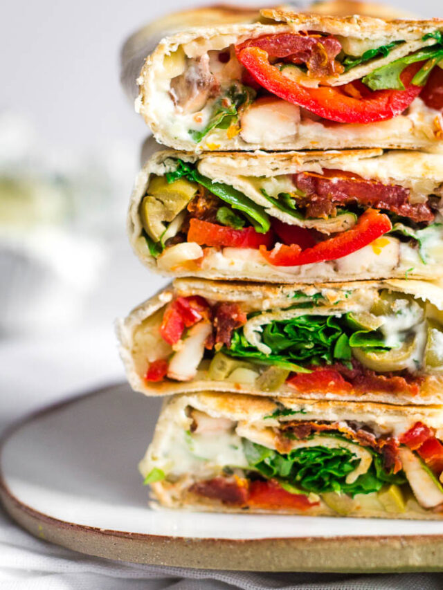 Mushroom Wraps with Spinach, Feta & Pesto - Happy Veggie Kitchen