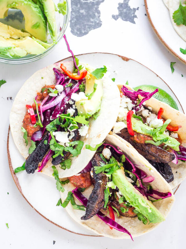 Mushroom Wraps with Spinach, Feta & Pesto - Happy Veggie Kitchen