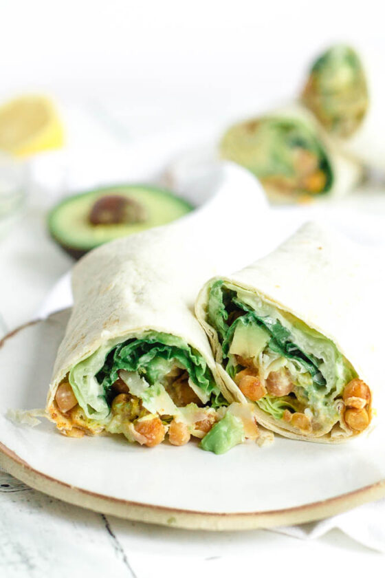 Chickpea Avocado Caesar Wraps - Happy Veggie Kitchen