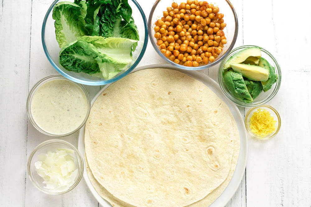 Chickpea Avocado Caesar Wraps - Happy Veggie Kitchen