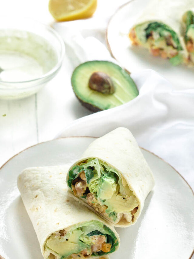 Mushroom Wraps with Spinach, Feta & Pesto - Happy Veggie Kitchen