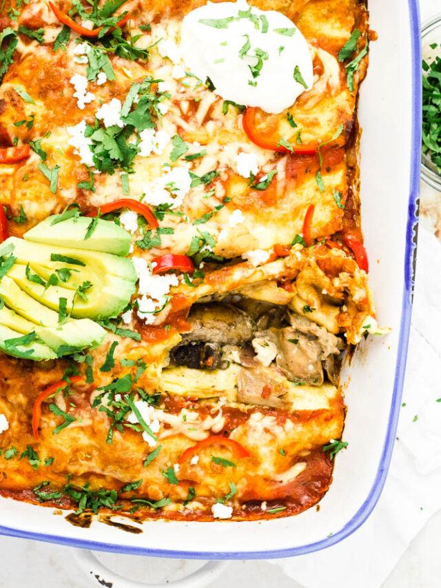 Mushroom Wraps with Spinach, Feta & Pesto - Happy Veggie Kitchen