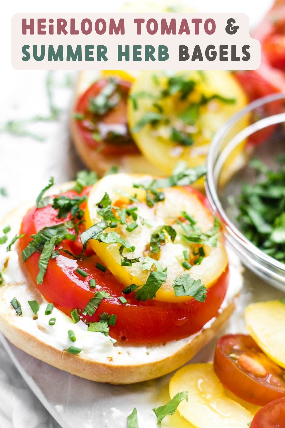 Tomato Bagels with Summer Herbs - Happy Veggie Kitchen