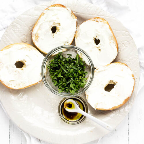 Tomato Bagels with Summer Herbs - Happy Veggie Kitchen