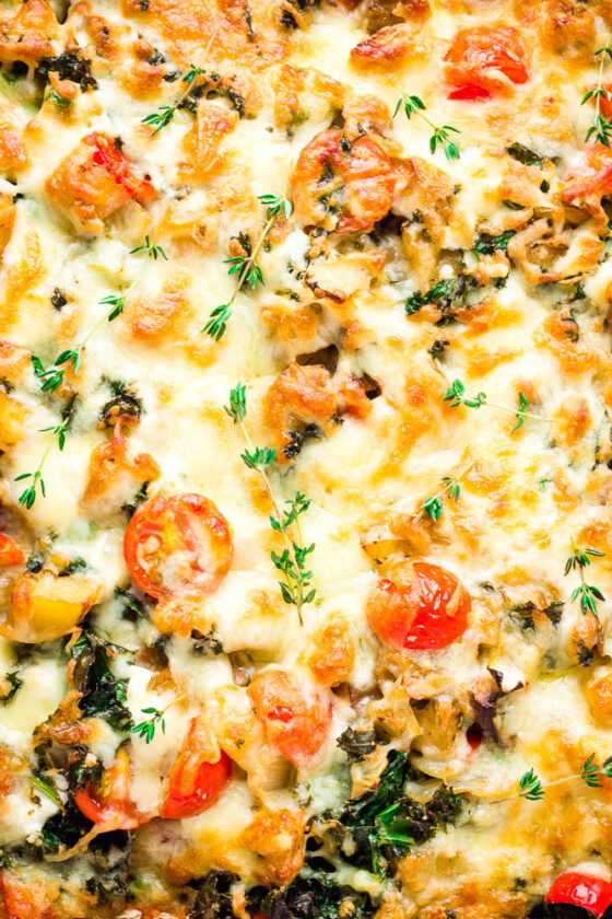 Cheesy Veggie Potato Bake - Happy Veggie Kitchen