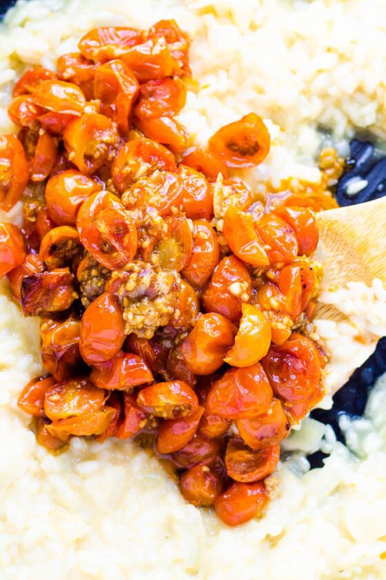 Roasted Tomato & White Bean Risotto - Happy Veggie Kitchen