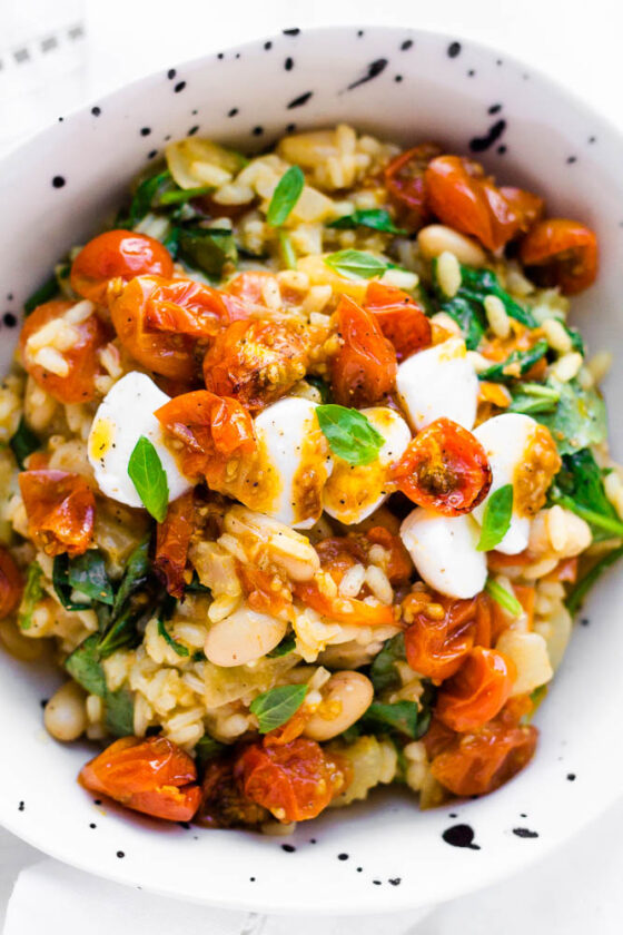 Roasted Tomato & White Bean Risotto - Happy Veggie Kitchen