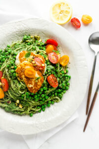 Halloumi Pesto Pasta - Happy Veggie Kitchen