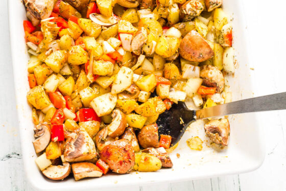 Cheesy Veggie Potato Bake - Happy Veggie Kitchen