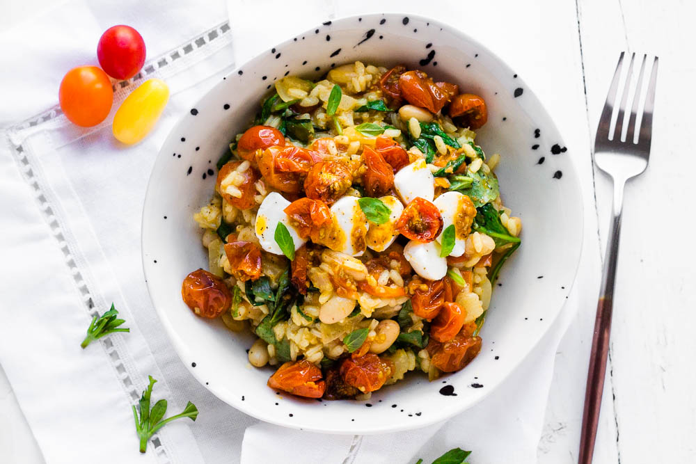 Roasted Tomato & White Bean Risotto - Happy Veggie Kitchen