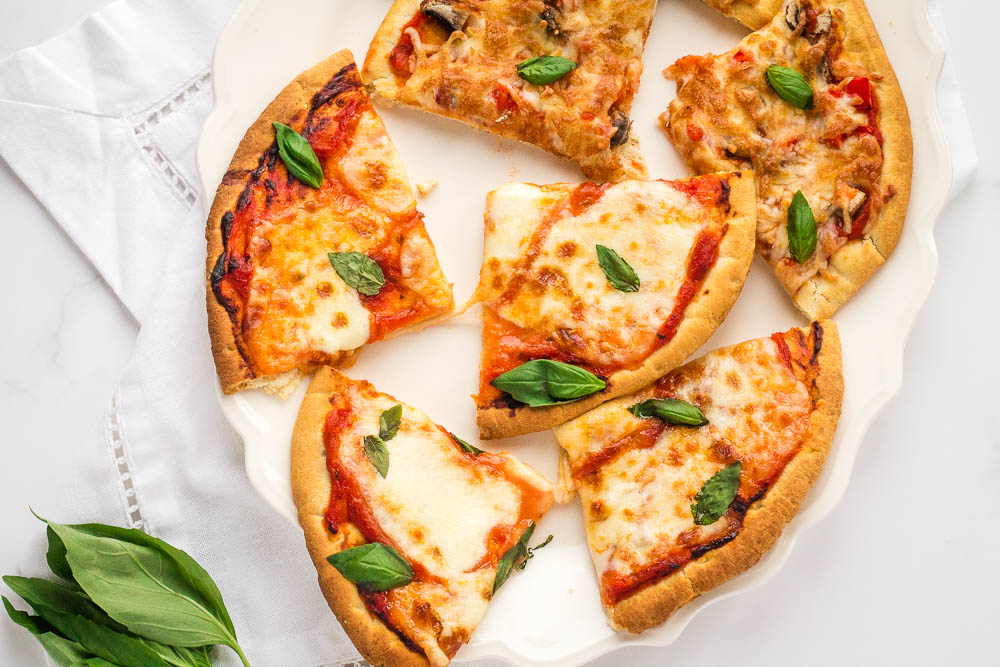 Making Air Fryer Pizzas with Premade Crust - Happy Veggie Kitchen