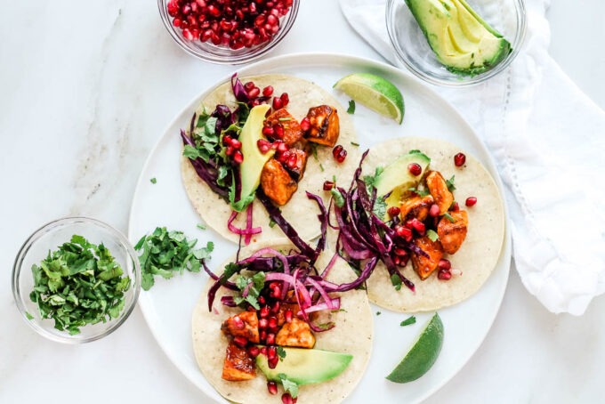Honey Lime Halloumi Tacos - Happy Veggie Kitchen