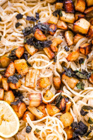 Cheesy Parsnip Pasta - Happy Veggie Kitchen