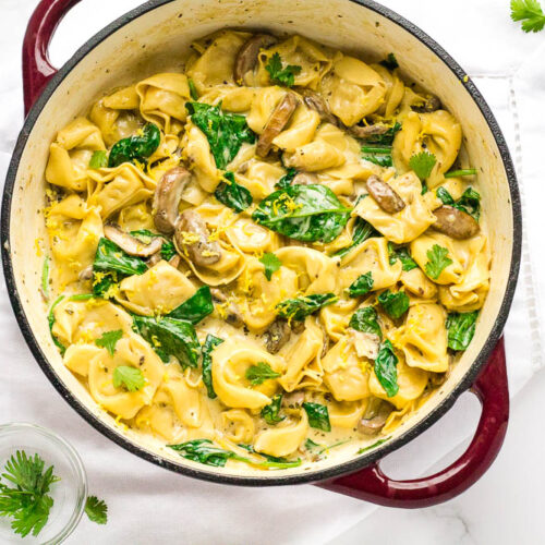 One Pot Tortellini with Mushrooms - Happy Veggie Kitchen