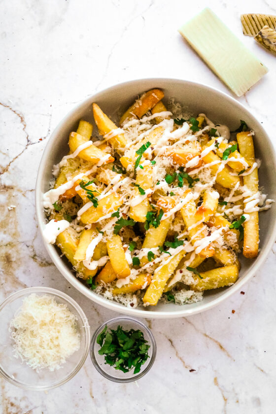 Manchego Truffle Fries - Happy Veggie Kitchen