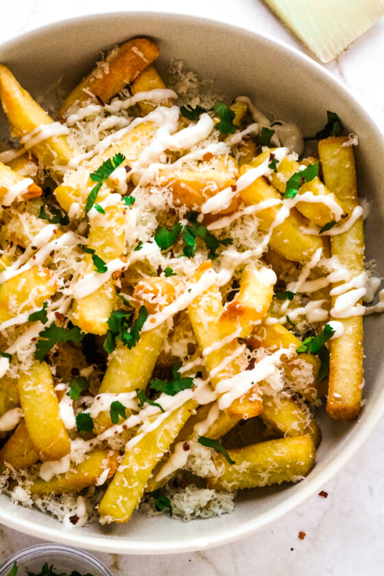 Manchego Truffle Fries - Happy Veggie Kitchen