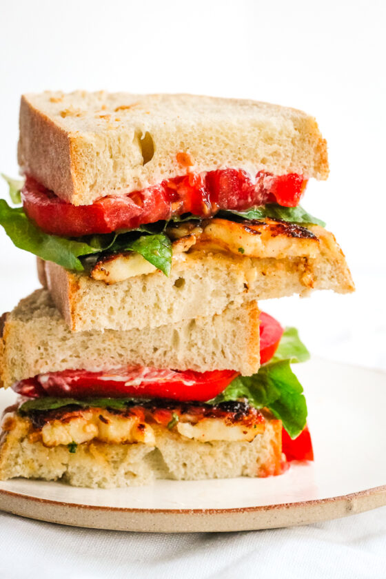 Smoky Maple Halloumi Sandwich - Happy Veggie Kitchen