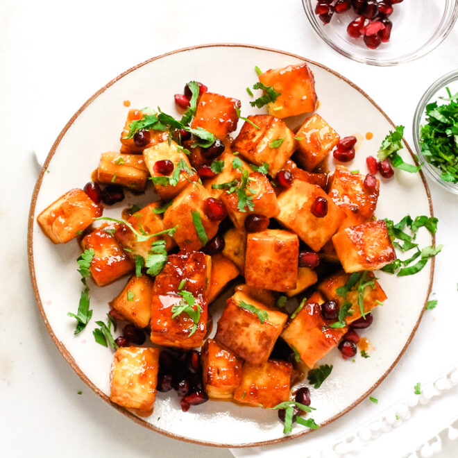 Honey Harissa Paneer Bites - Happy Veggie Kitchen