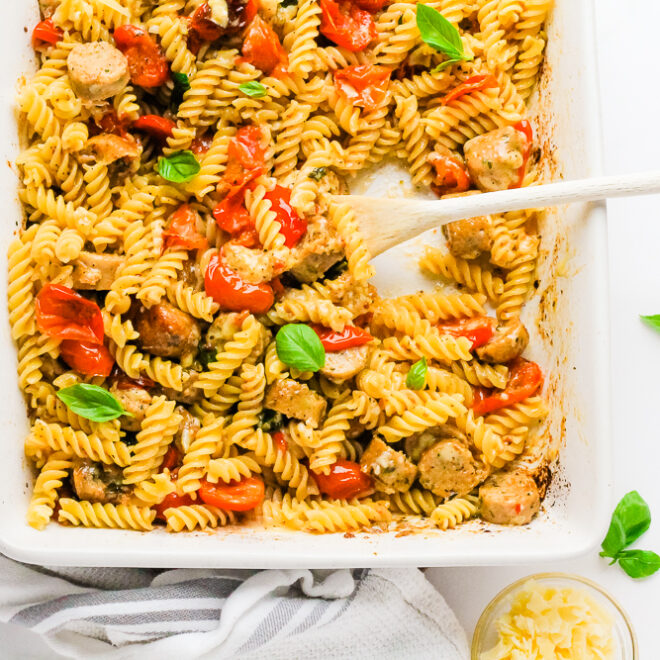 Easy Vegetarian Sausage Pasta - Happy Veggie Kitchen