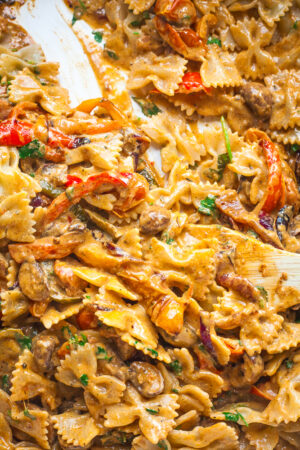 Roasted Veggie Rasta Pasta - Happy Veggie Kitchen