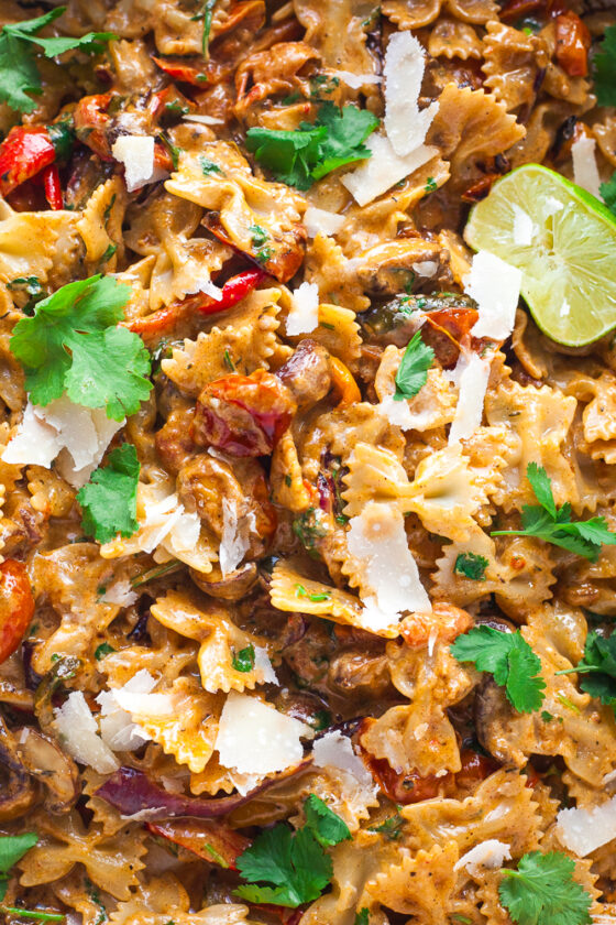 Roasted Veggie Rasta Pasta - Happy Veggie Kitchen