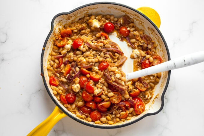 Vegetarian Navy Bean Skillet - Happy Veggie Kitchen