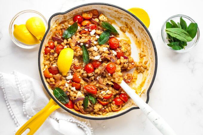 Vegetarian Navy Bean Skillet - Happy Veggie Kitchen