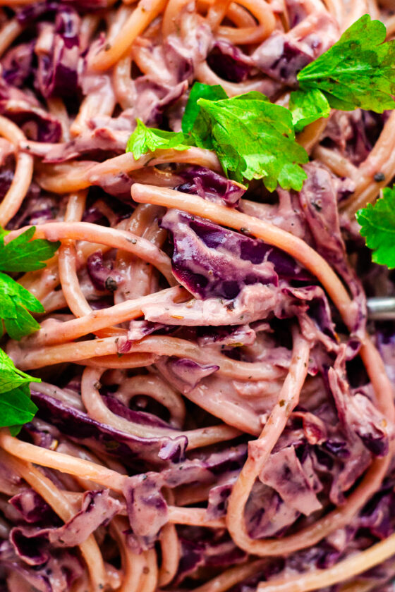 Smoky Red Cabbage Pasta - Happy Veggie Kitchen